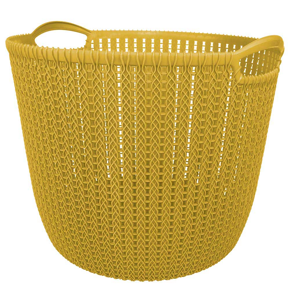 Cesto Trançado Circular Grande Mostarda - Loja Mor