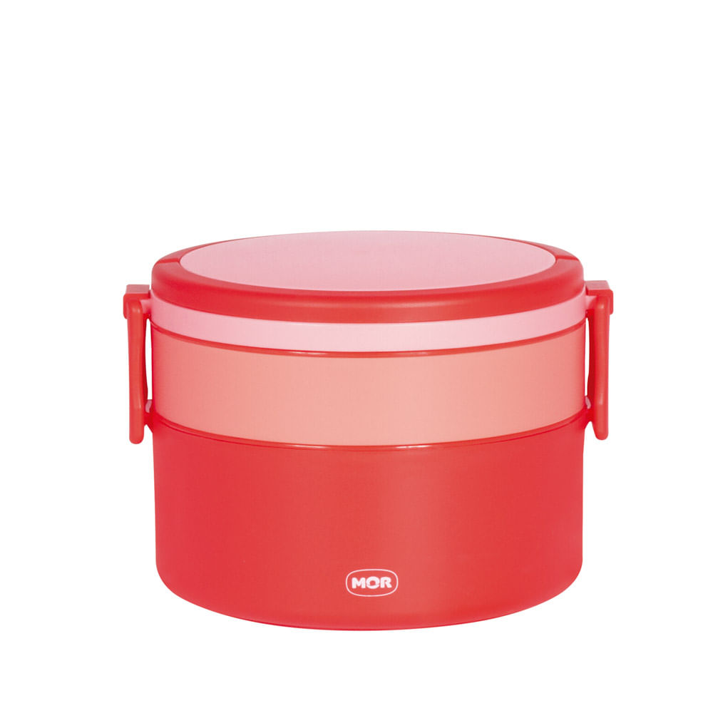 Pote Marmita 2 Andares Redondo com Alça - VERMELHO - Loja Mor