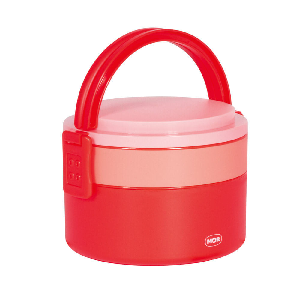 Pote Marmita 2 Andares Redondo com Alça - VERMELHO - Loja Mor