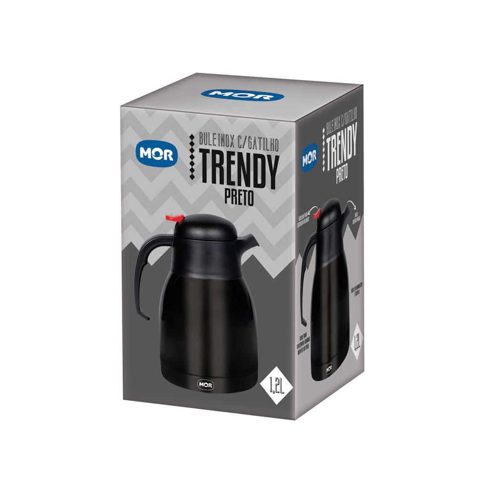 Bule Inox Com Gatilho Trendy 1,2 L - Preto - Loja Mor